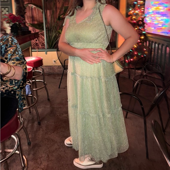 Dresses | Shiny Green Party Dress | Poshmark